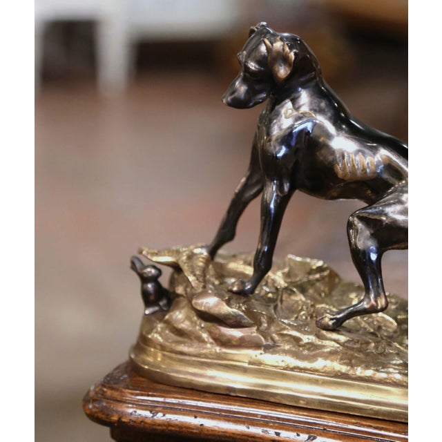 19th Century French Two-Tone Bronze Dog & Rabbit Sculpture Signed Jules ...