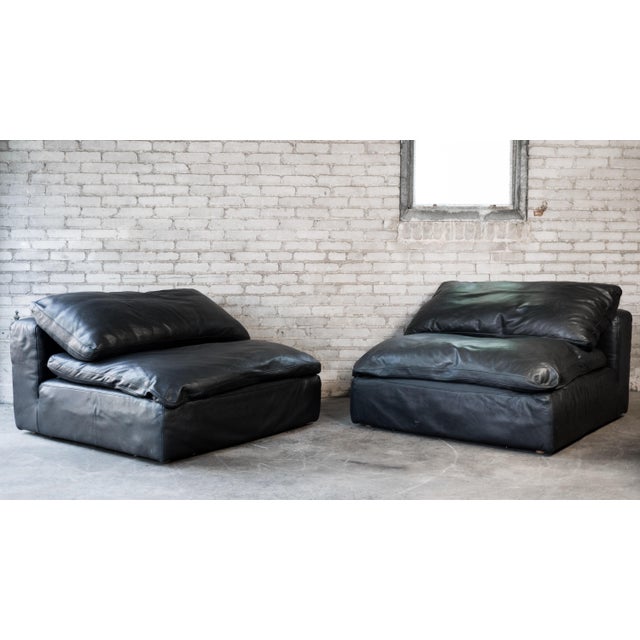 Restoration Hardware Cloud Modular Leather Luxe Armless Chairs - a Pair ...