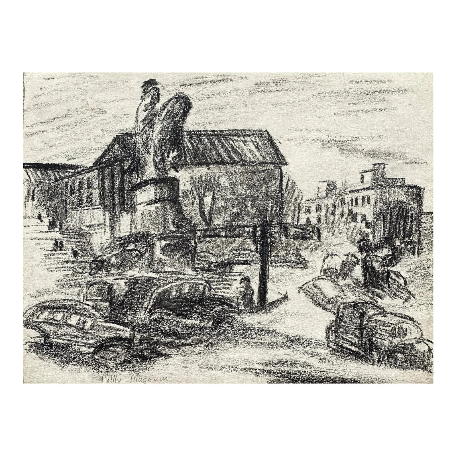 1940s Frank Wallace Philadelphia Art Museum Drawing | Chairish