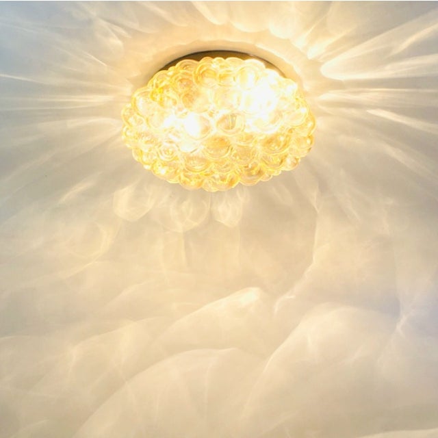 Large Mid-Century Modern Amber Bubble Glass Ceiling Light/Flush Mount ...
