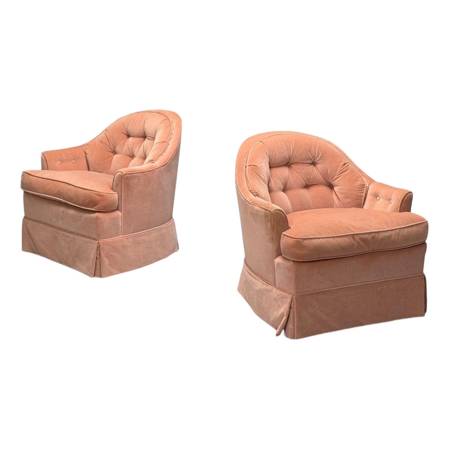 Neoclassical, Pink Mohair, Stained Wood, Traditional Lounge Chairs, Usa ...