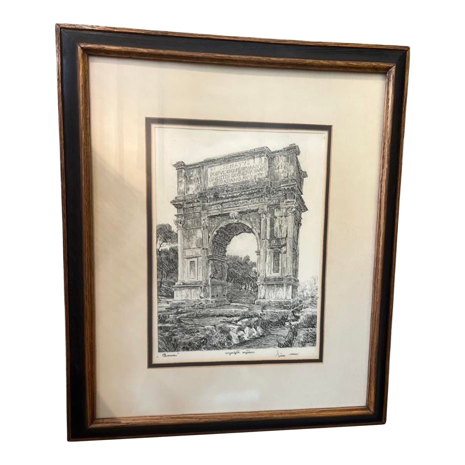 Vintage Framed Arch of Titus Sketch Print | Chairish