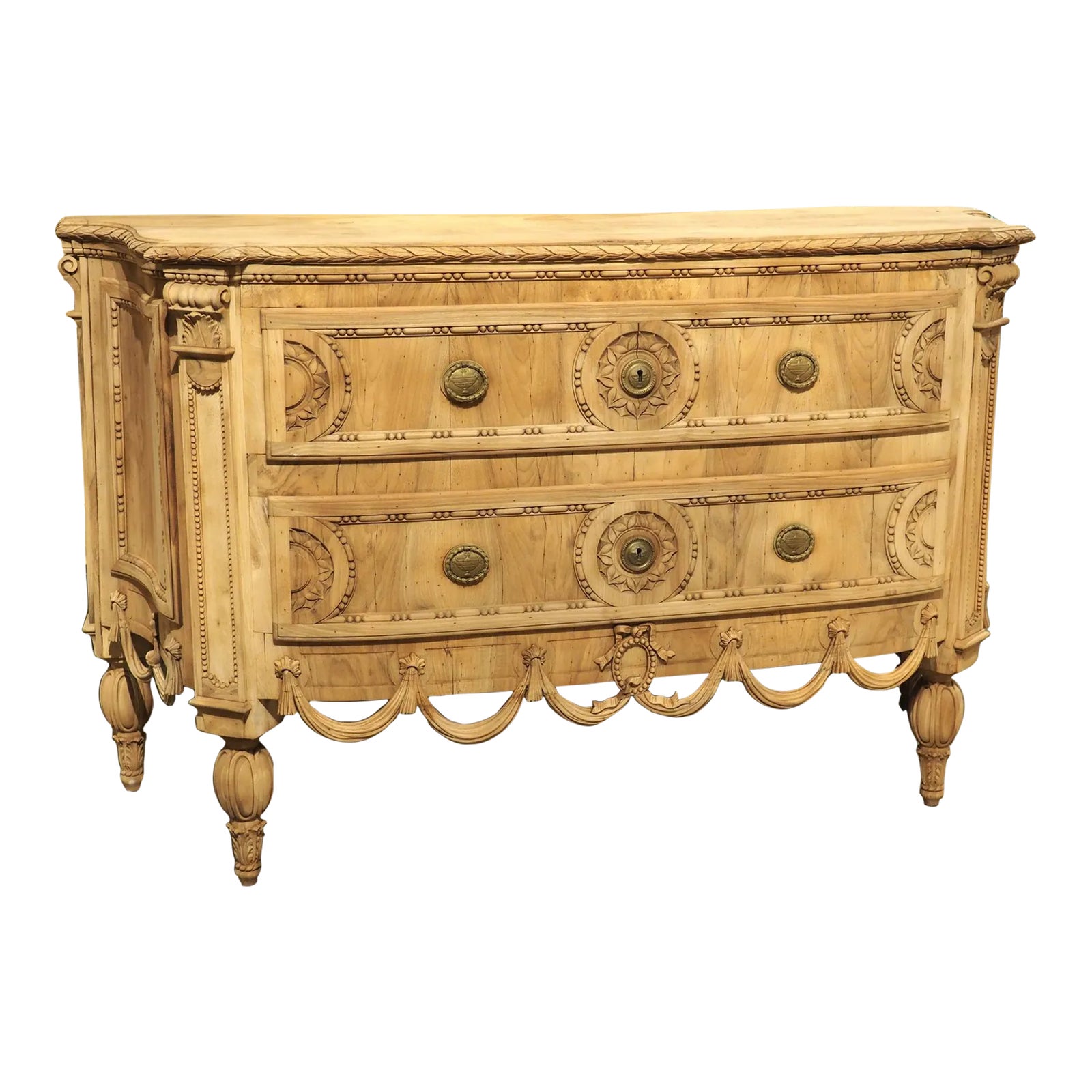Circa 1870 Louis XVI Style Bleached Walnut Drapery Swag Commode From ...