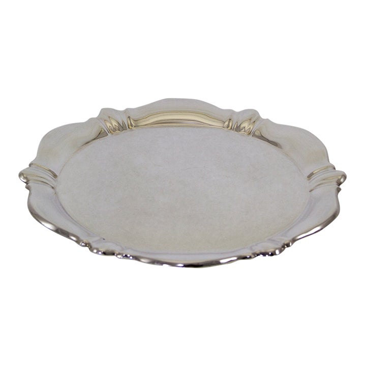 1970’s Vintage/New Round Silver Shaped Salver | Chairish
