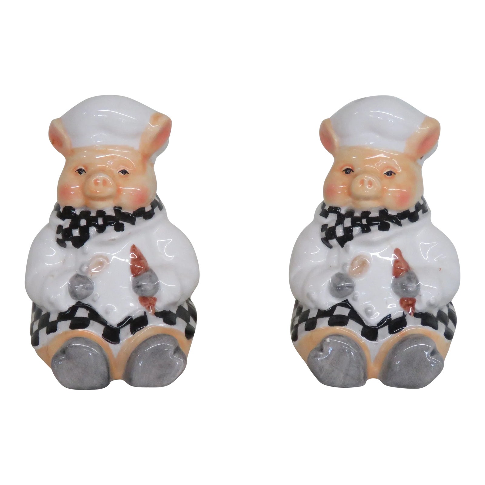 Dori Postlewaite Youngs Pig Chefs Salt and Pepper Shakers | Chairish