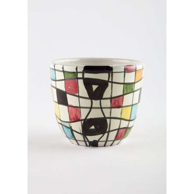 Petite Hand Painted Italian Abstract Planter | Chairish