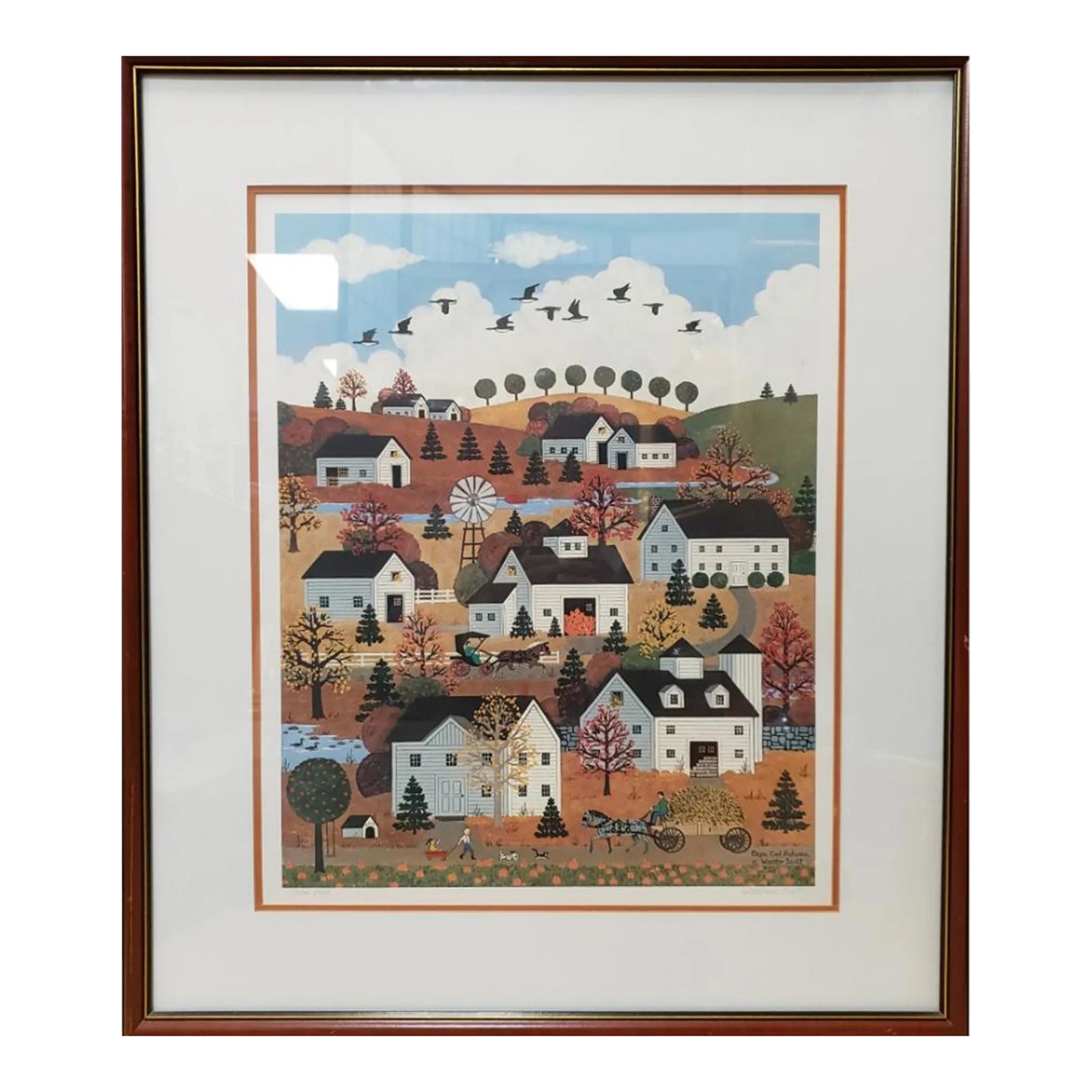 1980s Cape Cod Autumn Folk Art Print by Jane Wooster Scott | Chairish
