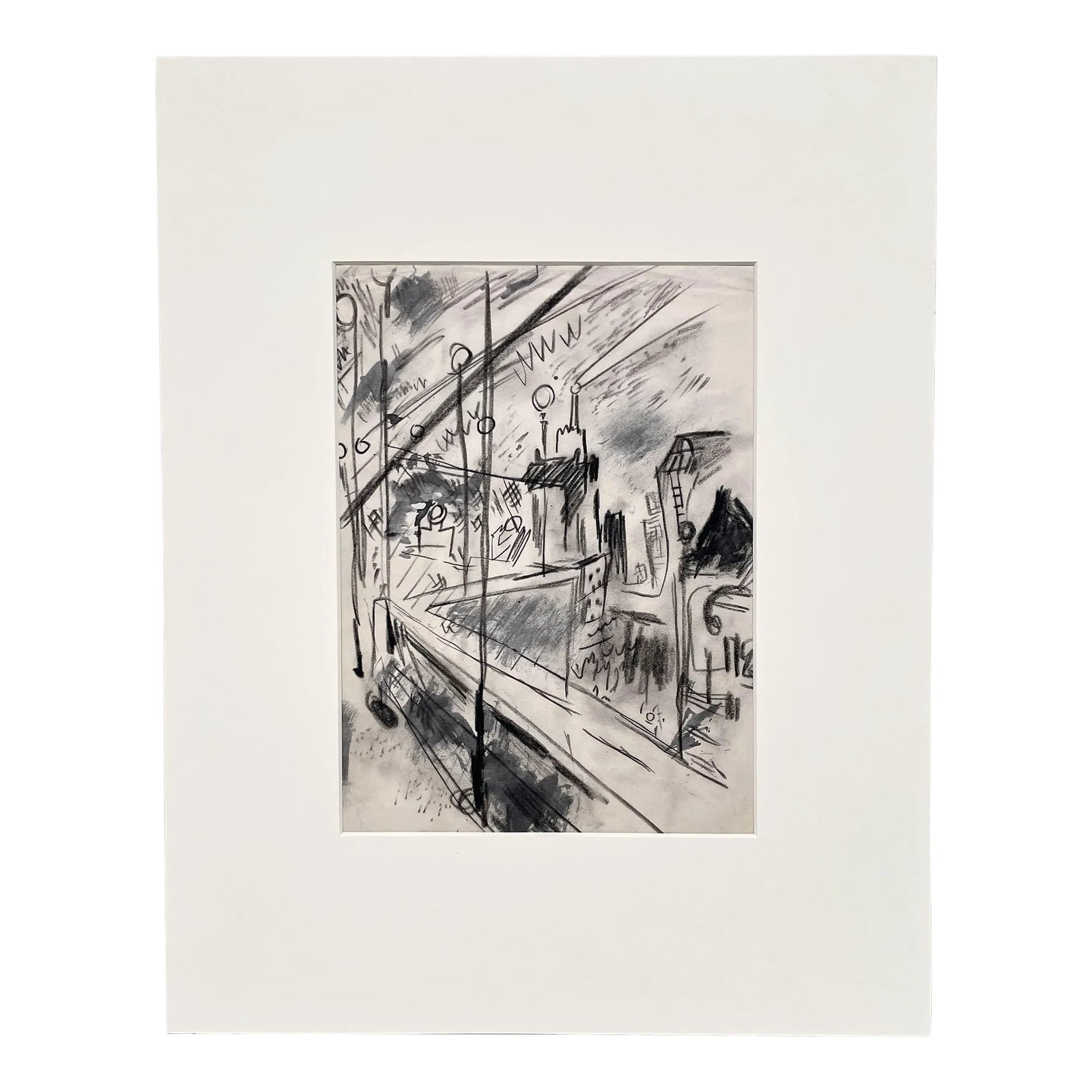 A Charming 1930's Watercolor & Graphite on Paper Drawing of a Building ...