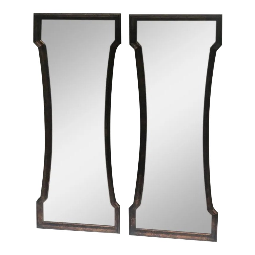 Pair of Mid Century Hourglass Mirrors Attributed to Weiman | Chairish