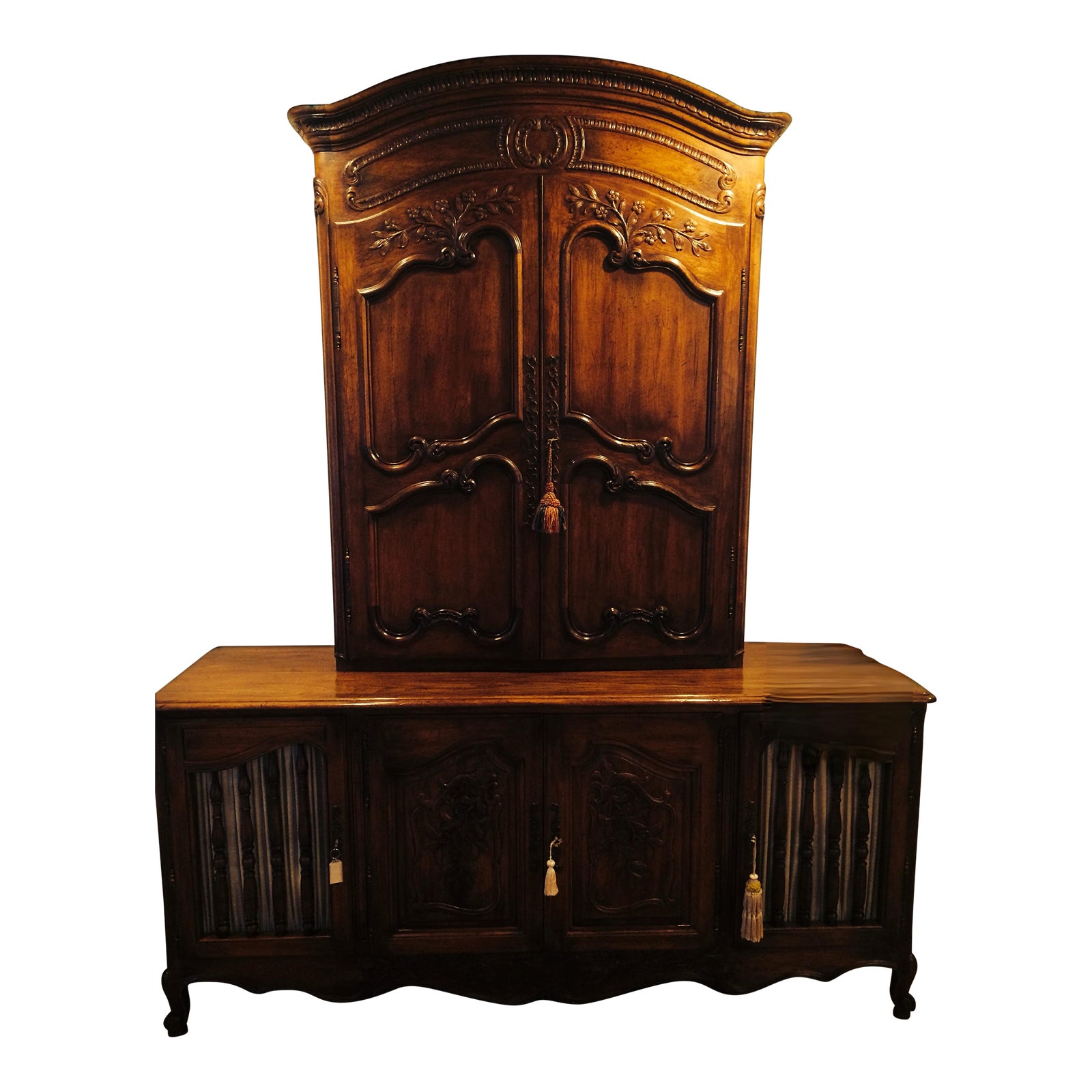 1960s French Provincial Breakfront With Bottom Credenza | Chairish