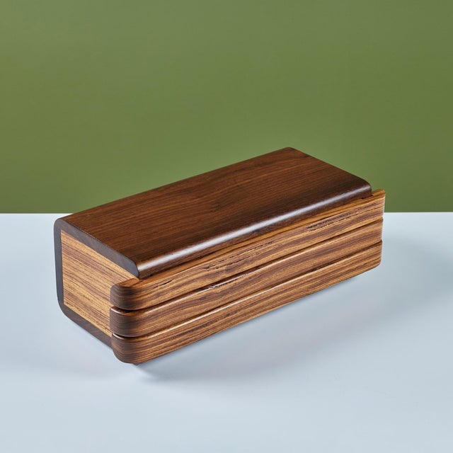 Three Drawer Rosewood and Walnut Jewelry Box | Chairish