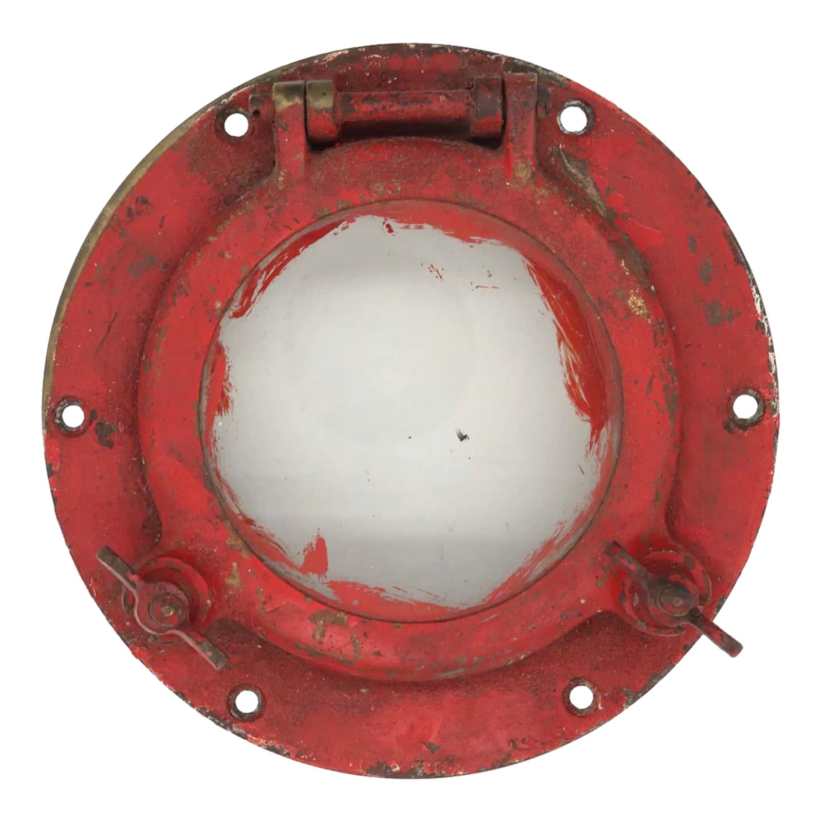 Antique Nautical Red Brass Round Boat Porthole Window | Chairish