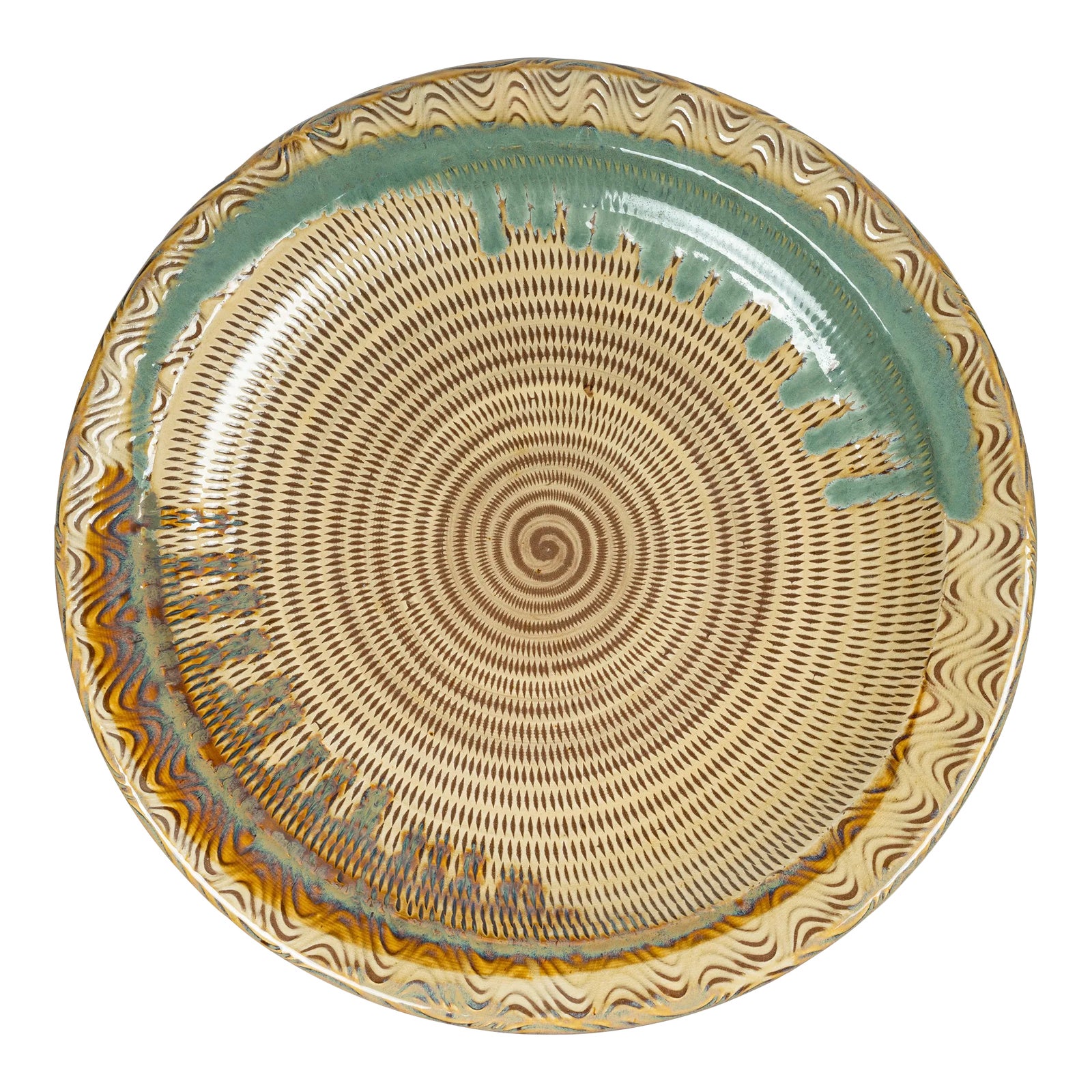 Large Mid 20th Century Koishiwara Platter With Chatter-Marks and Two ...