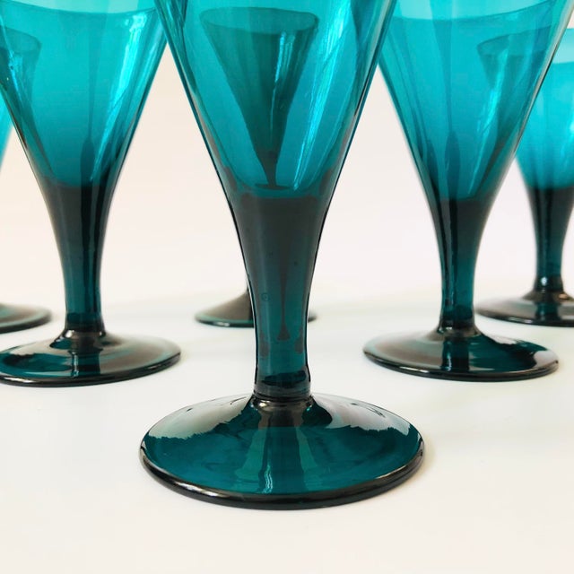 Teal Cocktail Glasses - Set of 6 | Chairish
