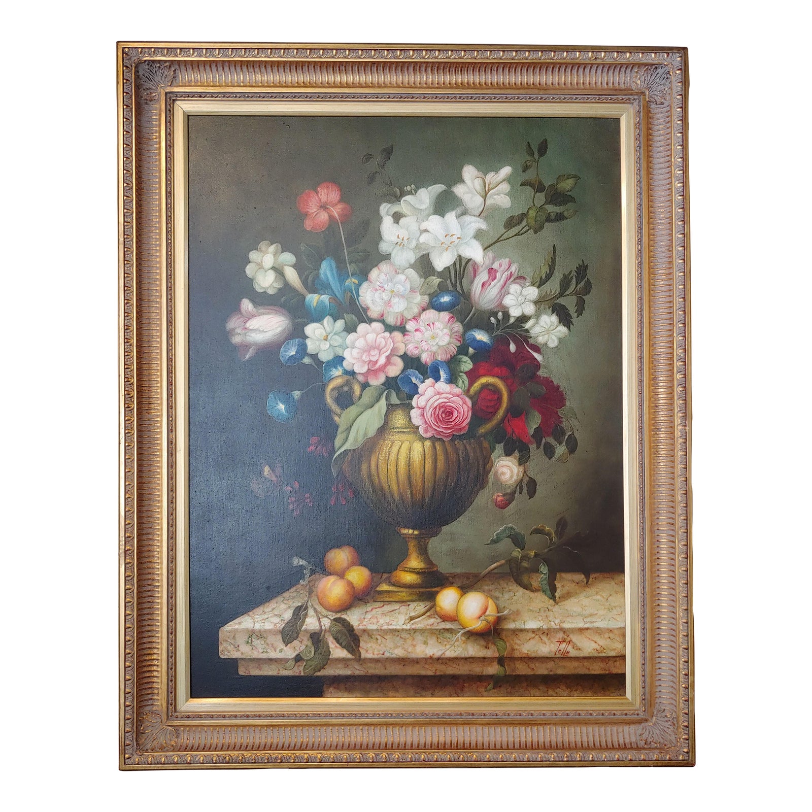 Late 20th Century Contemporary Original Floral Still Life With Roses ...