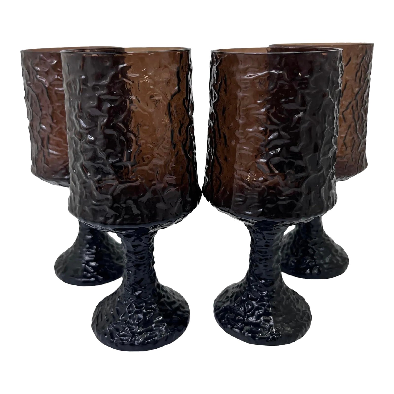 1970s Dark Brown Crystal Water Goblets by Lenox- Set of 4 | Chairish