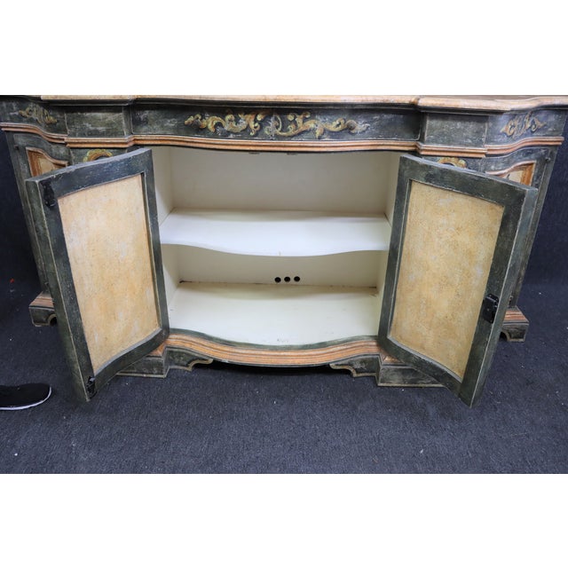 Italian Hand Painted Scalloped Front Sideboard | Chairish