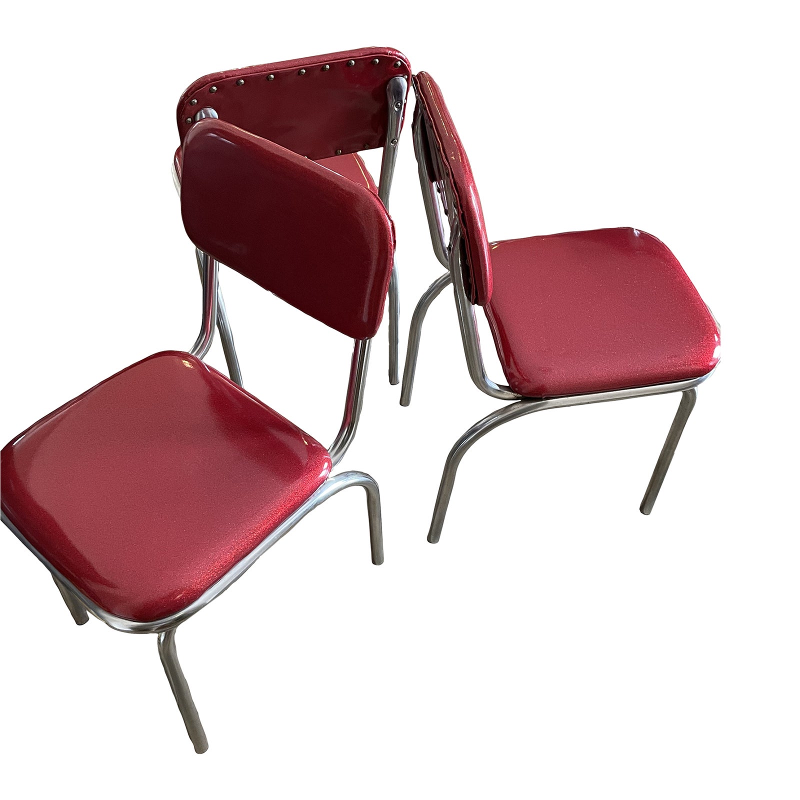 1950s Vintage Red Chairs - Set of 3 | Chairish