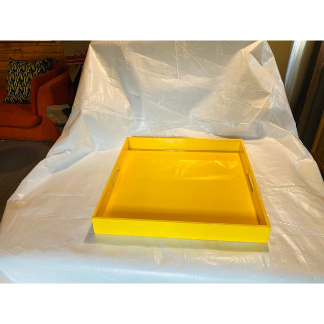 Vintage Lacquered Yellow Serving Tray | Chairish