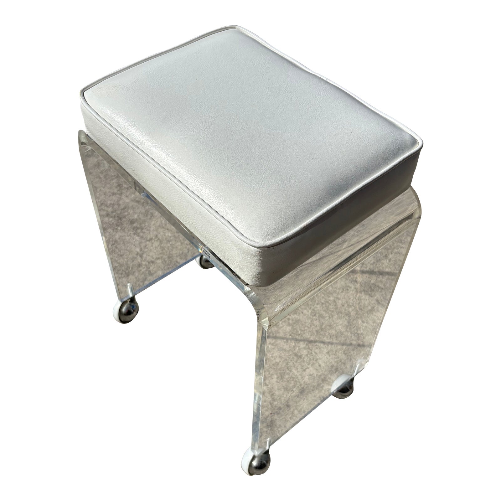 1980s Acrylic Waterfall Vanity Stool | Chairish
