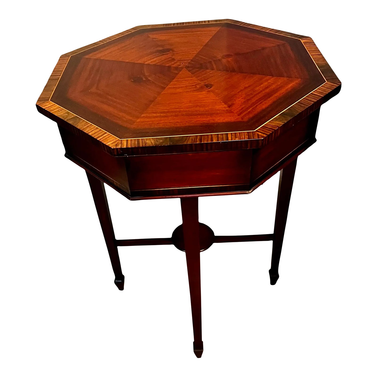 1990s Maitland-Smith Octagonal Mahogany Matchbook Veneer Center Drum ...