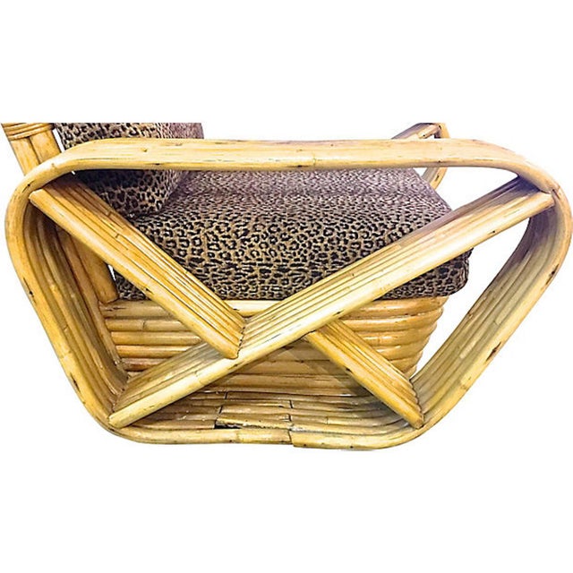 Midcentury Rattan & Leopard Club Chair | Chairish