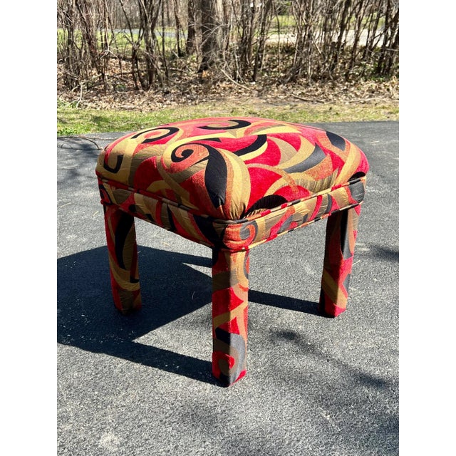 1980s Milo Baughman Style Scroll Back Parsons Arm Chair With Ottomans ...