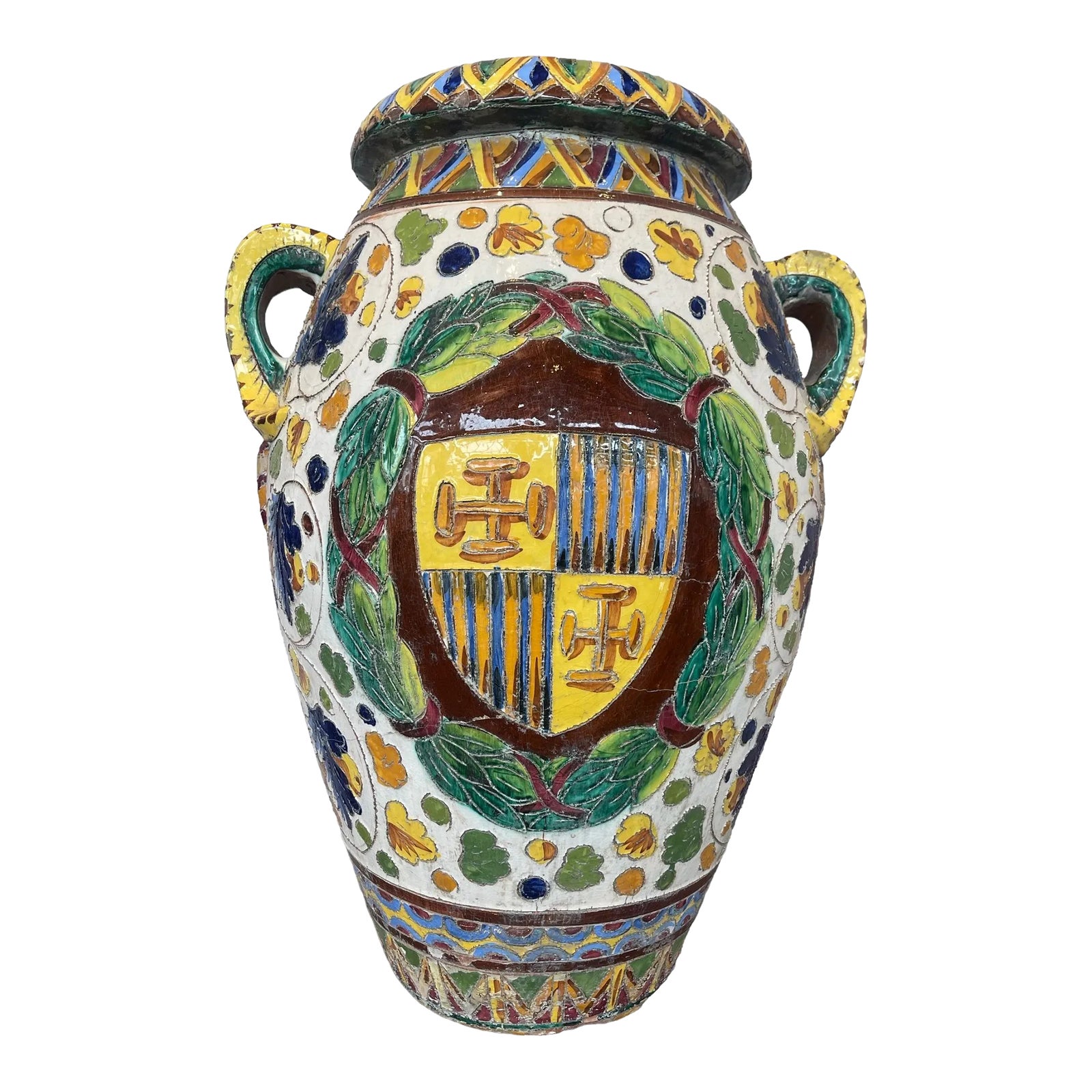 Antique Italian Roman Neoclassical Hand Painted Relief Large Ceramic ...