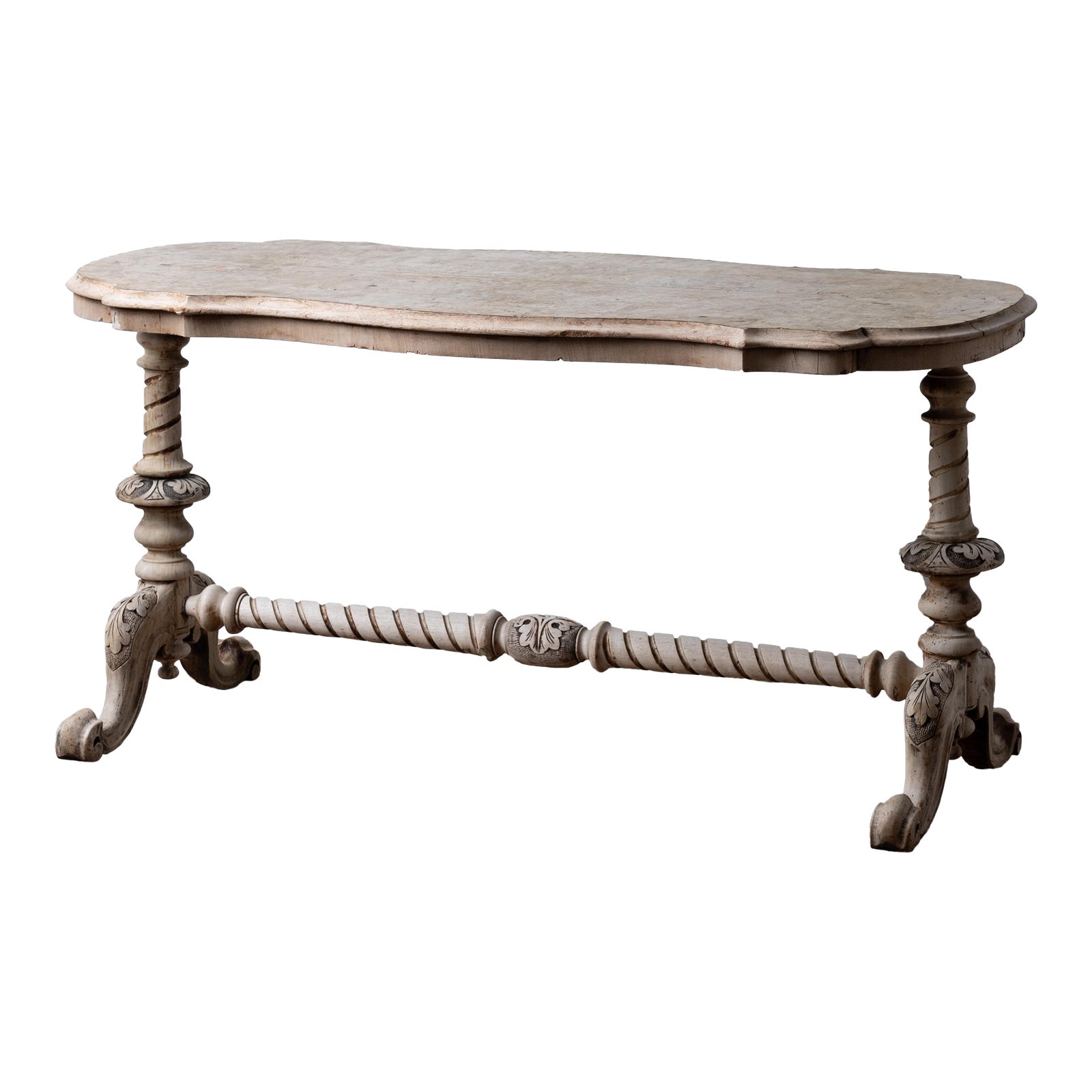 Bleached Victorian Burl Walnut Console Table, C.1870 | Chairish