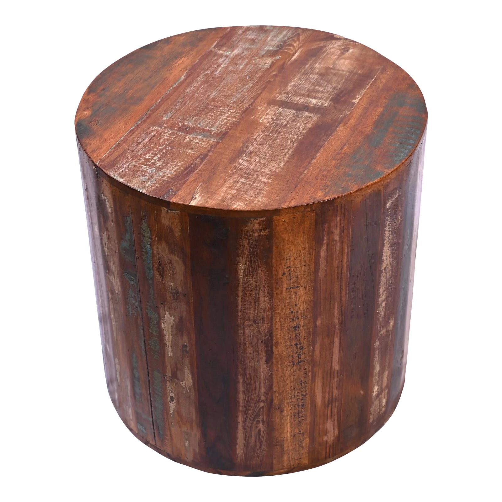 Farmhouse Reclaimed Round Accent Table | Chairish