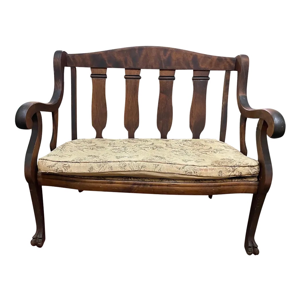 1920s Antique Swedish Wooden Bench With Claw Feet | Chairish