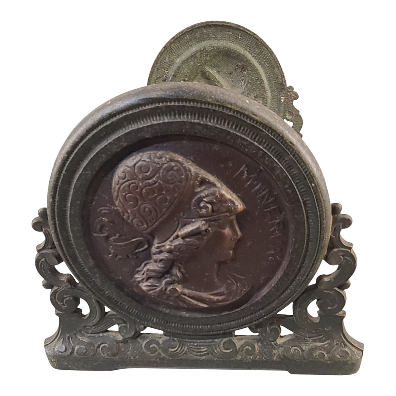 Antique Judd #9923 Expandable Book Rack Bookends Neoclassical Greek Athena Bronzed | Chairish