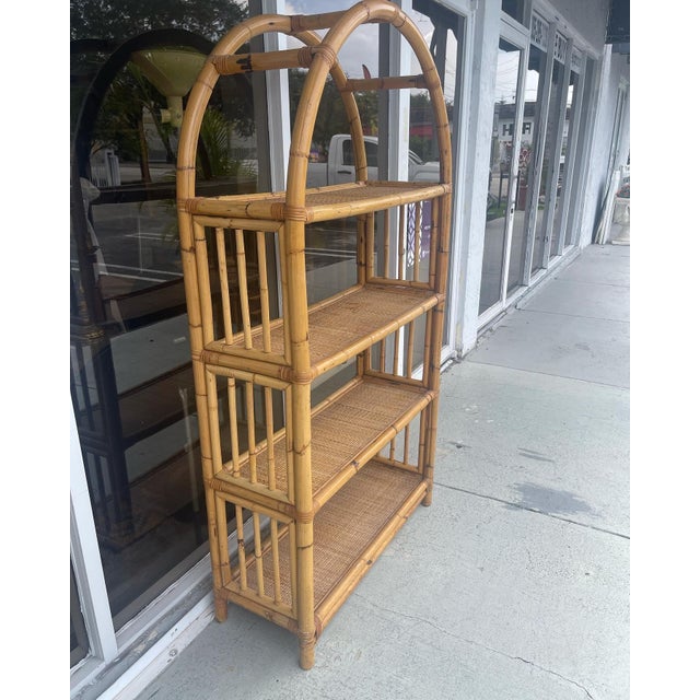 Vintage Four Shelves Rattan Bookshelf. | Chairish
