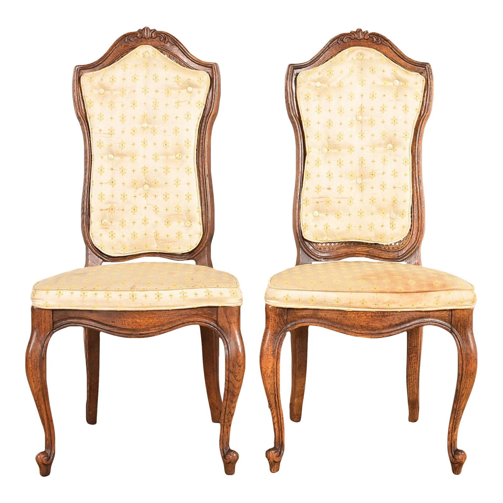 Drexel Heritage French Provincial Louis XV Carved Oak Side Chairs or ...