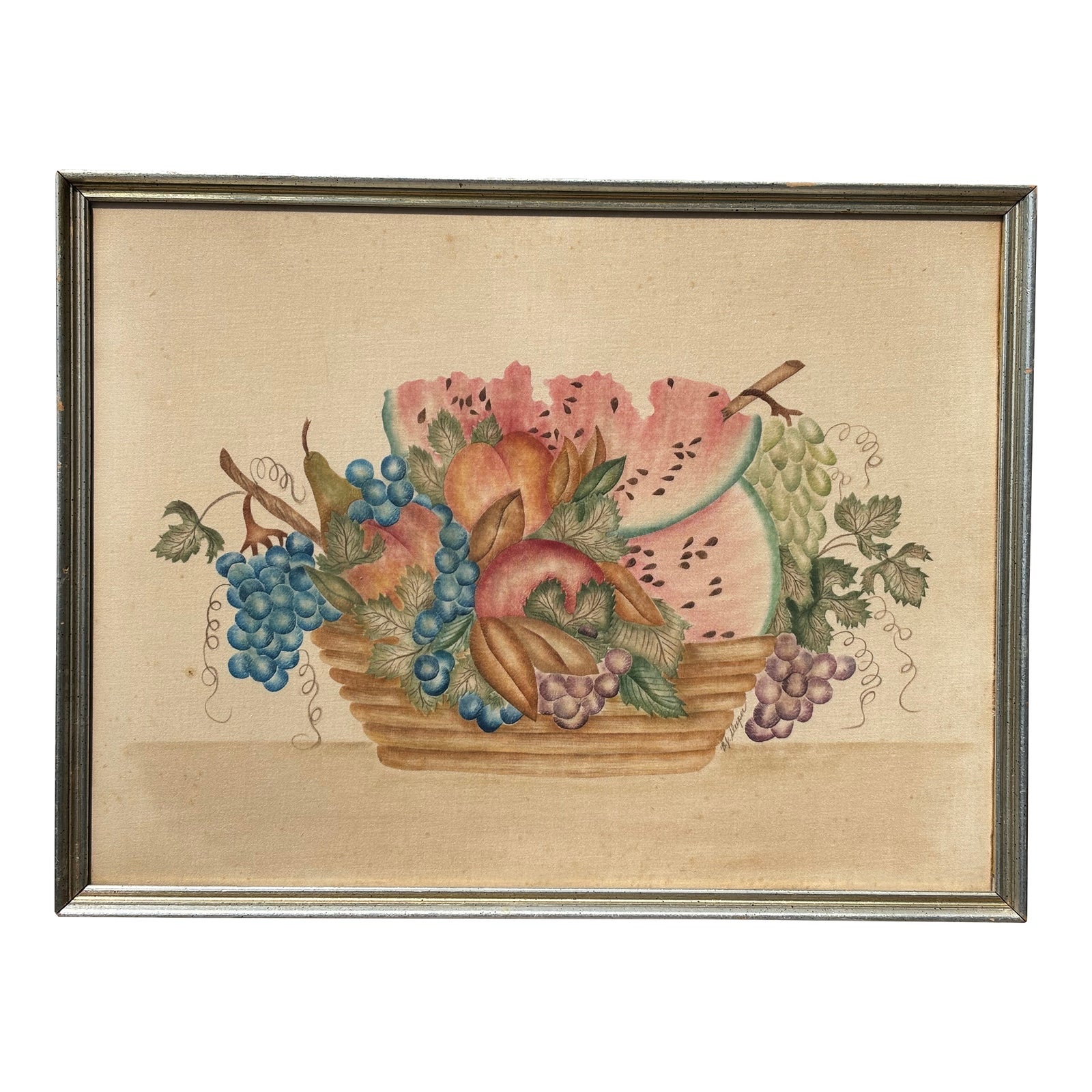 Colonial Cornucopia - Original 19th C. Still Life Fruit and Basket ...