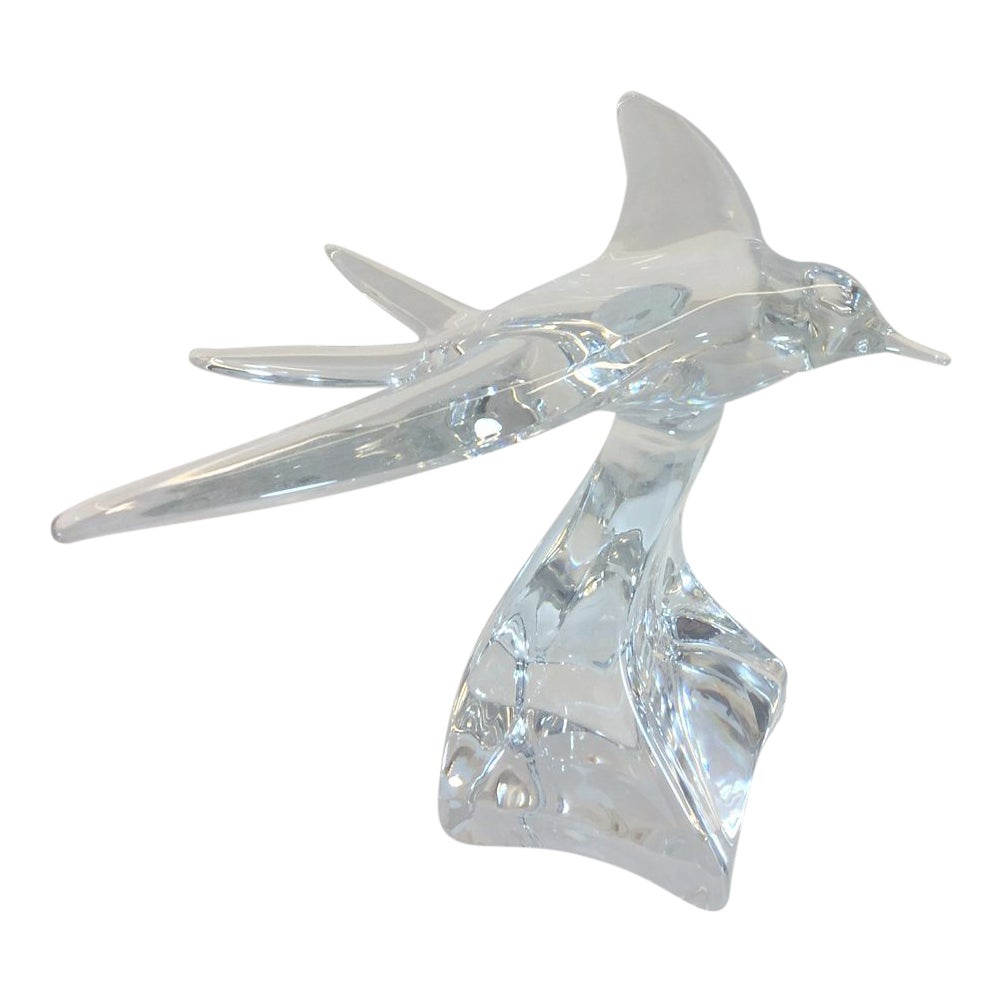 Daum Crystal Bird in Flight Sculpture | Chairish