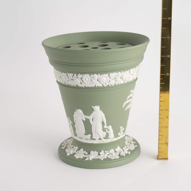 Vintage Green Jasperware Wedgwood Vase - England | Chairish
