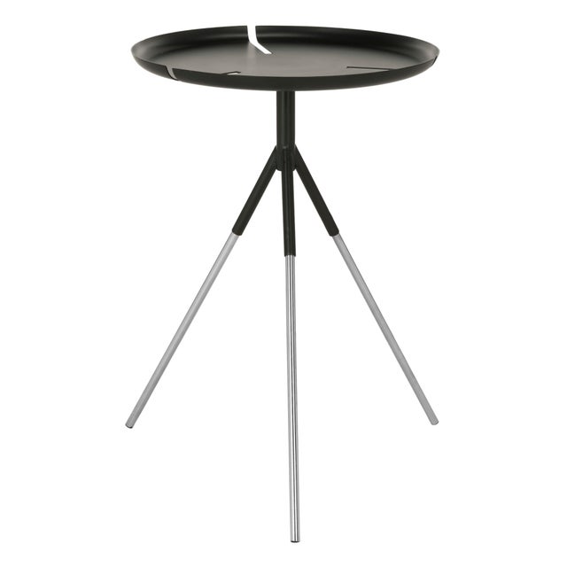 Tri Leg Contemporary Side Table, Matte Black | Chairish