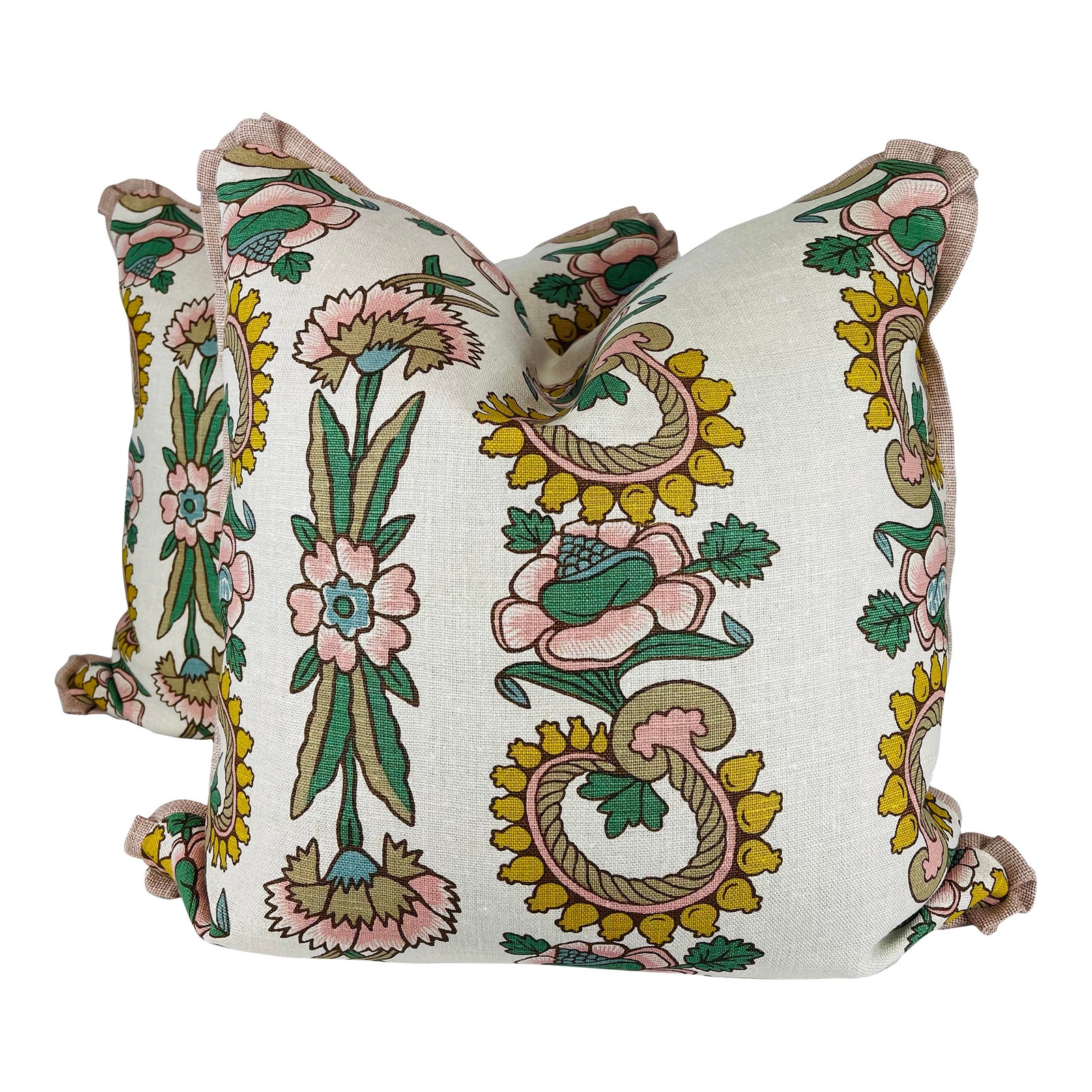 Anna Spiro Textiles "Kandilli" in Natural 22" Pillows-A Pair | Chairish