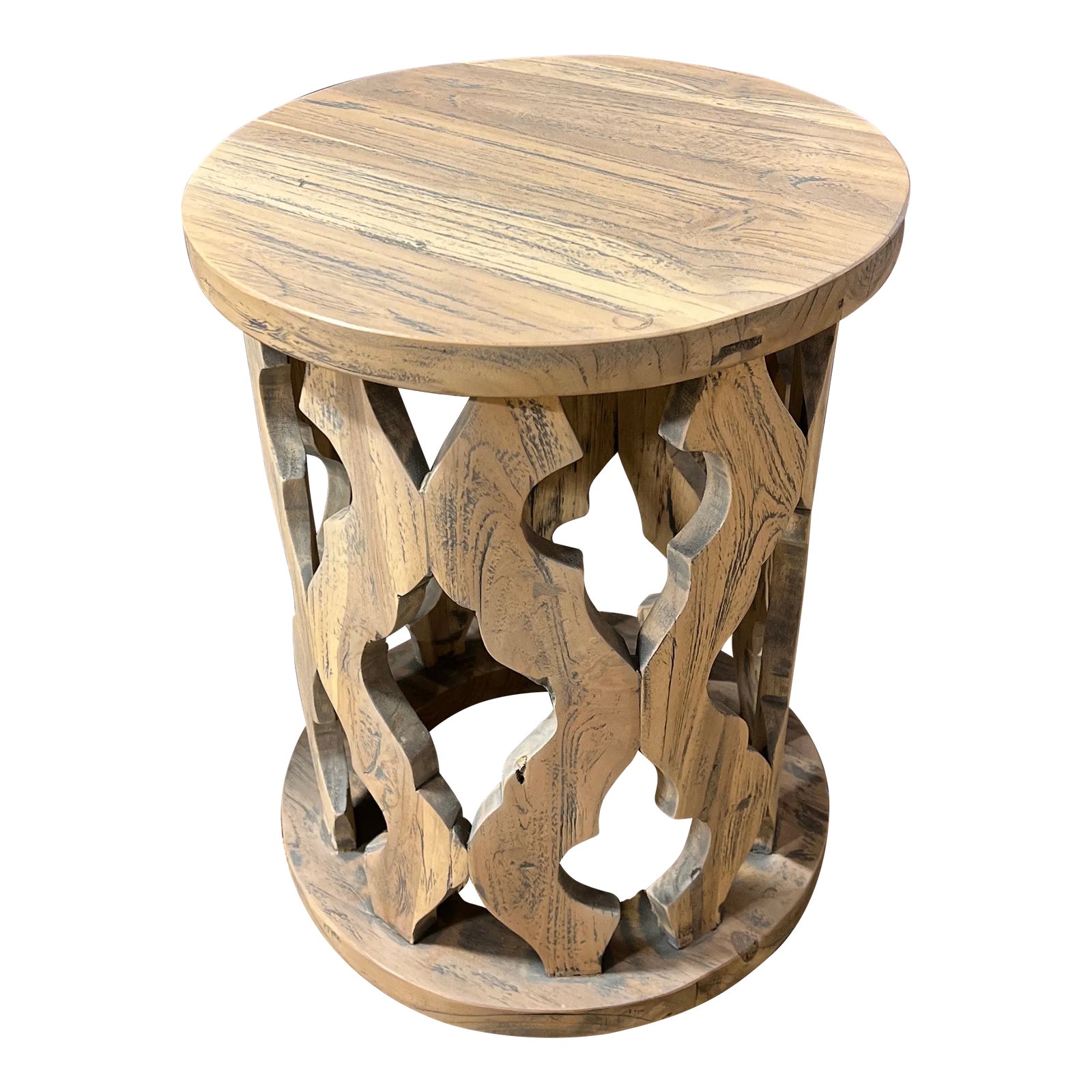 White Washed Teak Wood Side Table | Chairish