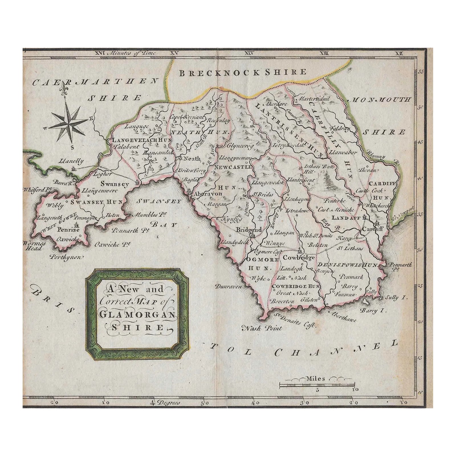 Antique Welsh Map of Glamorganshire | Chairish