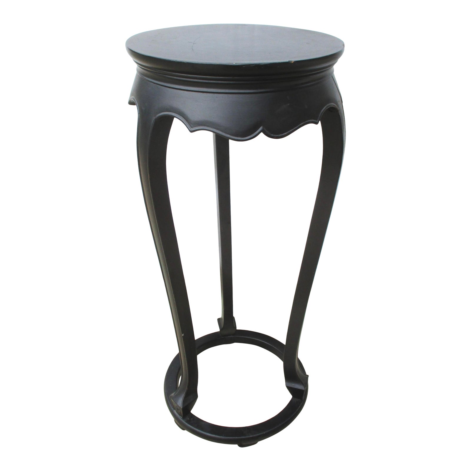 Vintage Chinese Tall Wooden Vase Stand | Chairish