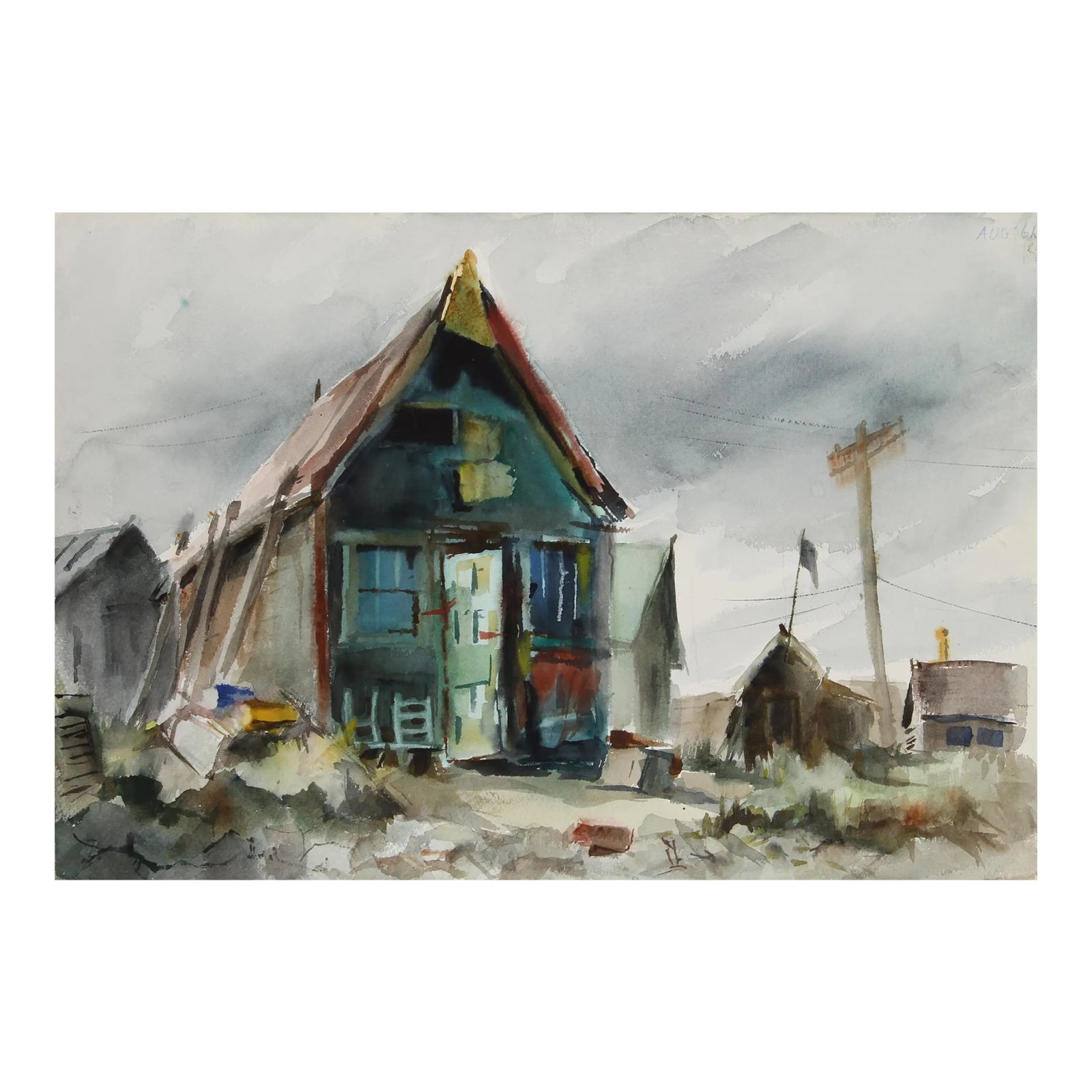 1960s "House 55" Watercolor Painting by Eve Nethercott | Chairish