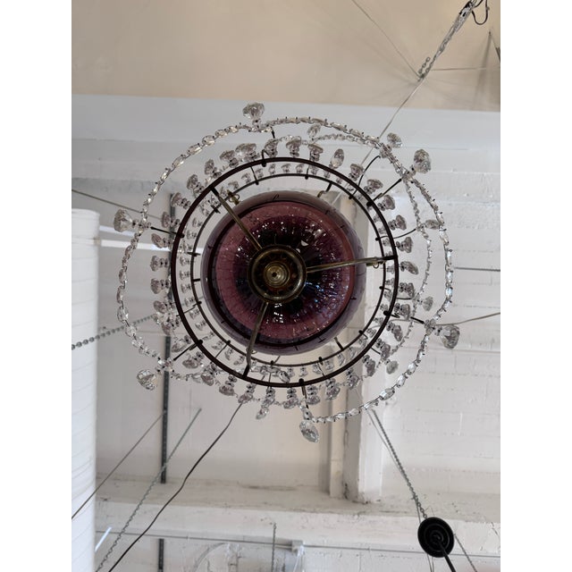 1930's Art Nouveau Amethyst Glass + Clear Cut Crystal Parlor Chandelier ...
