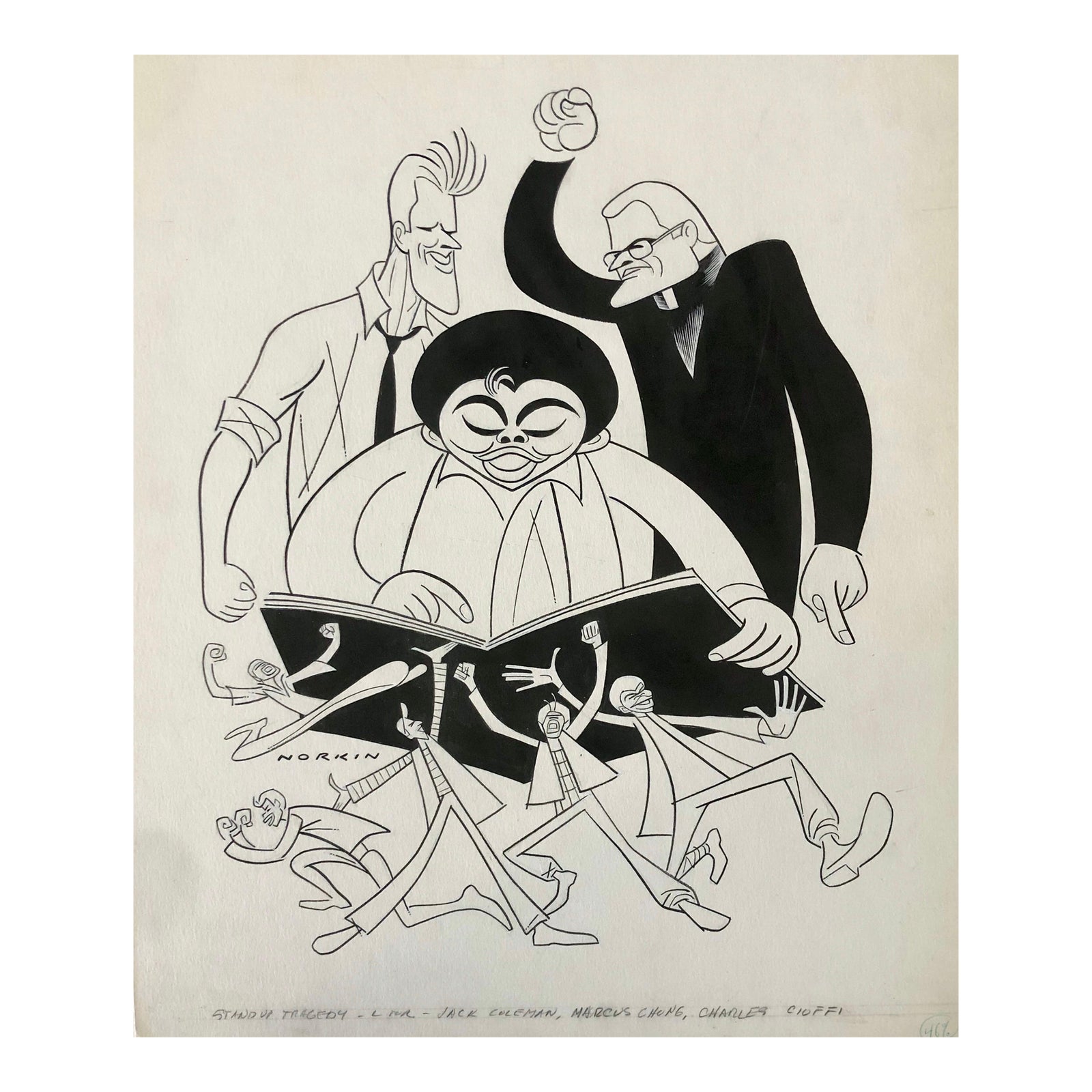 Sam Norkin"Stand up Tragedy" Marcus Chong Original Ink Drawing Theater Caricature Art | Chairish