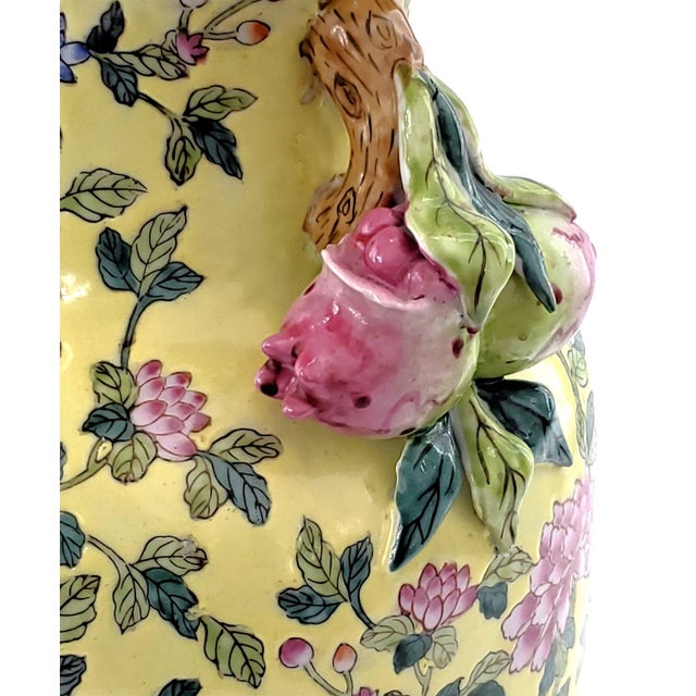 Large Vintage Chelsea House Style Chinese Porcelain Yellow Vase With ...