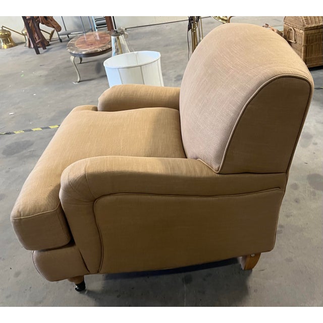 1990s English Style Roll Arm Club Chair With Casters | Chairish