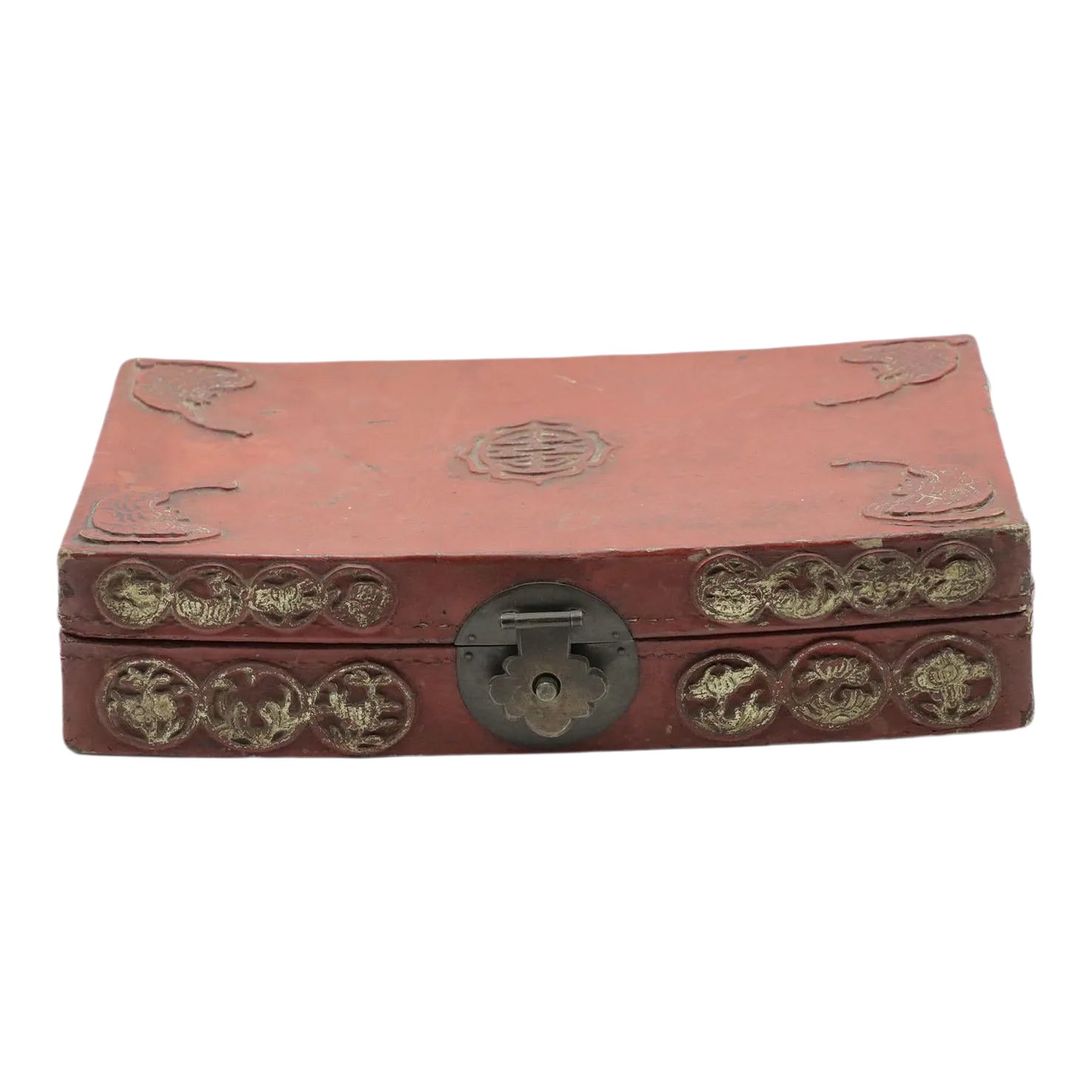 Antique Chinese Pig Skin Box | Chairish