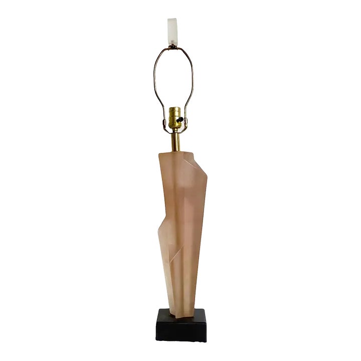 Art Deco Revival Sculpted Pink Resin Table Lamp by Paolo Gucci | Chairish