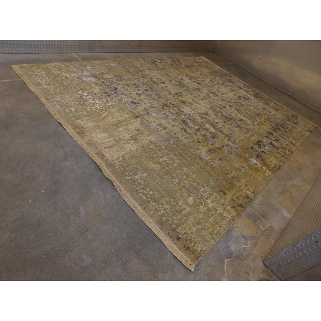 Hand Knotted Indian Wool and Silk Rug - 9'x 12' | Chairish